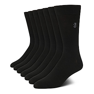 IZOD Men's Dress Socks - Lightweight Mid-Calf Crew Dress Socks (7 Pack), Size 6-12.5, Black