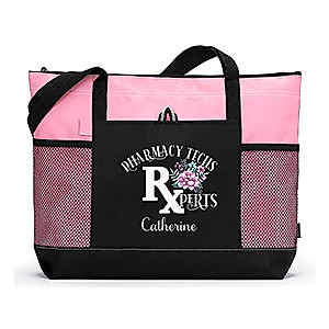 Pharmacy Techs Rxperts Personalized Printed Tote Bag with Mesh Pockets