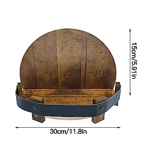 Bourbon Whiskey Barrel Shelf, Hand Crafted Wooden Wine Rack Wall Mounted, Vintage Round Wine Shelf Storage Rack for Kitchen, Bar, Wine Cellar (A)