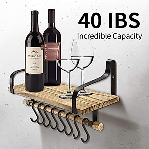 Coffee Mug Holder, Wall Mount Coffee Mug Rack, Coffee Cup Organizer with 8 Hooks and Storage Shelf, Storage Hooks for Coffee Bar Decor Organizer, Hanging Cup Drying Hook, Kitchen Paper Towel Holder