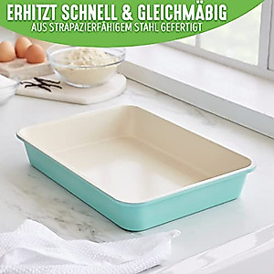 GreenLife Bakeware Healthy Ceramic Nonstick, 13" x 9" Rectangular Cake Baking Pan, PFAS-Free, Turquoise