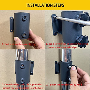 VANROUG Heavy Duty Patio Umbrella Holder,Patio Umbrella Stand Umbrella Clamp Mount Bracket for Deck Railing, Mount to Deck, Fences ,Balcony or Outdoor Courtyard etc... (2)