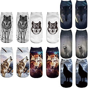 Angelteers 3D Wolf Ankle Socks Funny Animal Graphic Summer Short Socks for Boys (3D Wolf), Shoe Size: 3-7