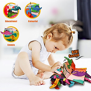 AMINFUN Soft Cloth Baby Book Toy,Colorful Fabric Baby Learning Book,Touch and Feel Crinkle Sound Early Educational Toy, for Babies Infants Toddlers