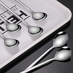 Briout 8-Piece 9-Inch Long Handle Iced Tea Spoon, Ice Cream Spoon, Premium 304 Stainless Steel Cocktail Stirring Spoons