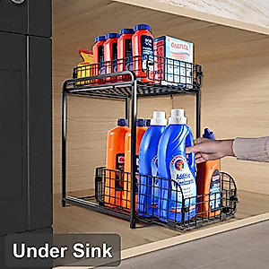 2-Pack Under Sink Organizer and Towel Rack Wall Mounted for Bathroom Decor