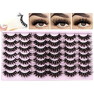 Mink Lashes Fluffy False Eyelashes Dramatic Mink Lashes with False Eyelash Applicator 3D Curly Fake Eyelashes 18-22mm 3 Different Style 21 Pairs Eye Lashes Pack by FANXITON