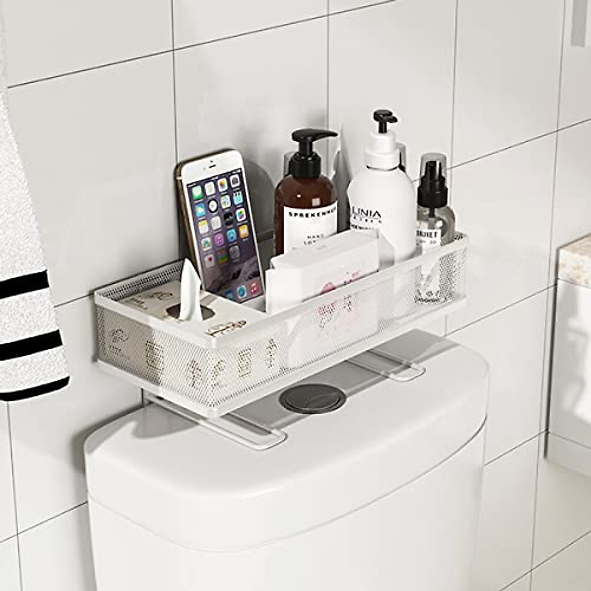 Vicosey Over The Toilet Storage,Over The Toilet Storage Shelf,Multifunctional Toilet Rack,Great for a Dorm,No Drilling for Space Saver with Wall Mounting Design,White