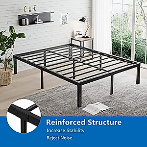 Artimorany King Size Bed Frame 14 Inch High, Heavy Duty Steel Slat Support 3000 Pounds, No Box Spring Needed Metal Platform, Noise Free, Easy Assembly Black