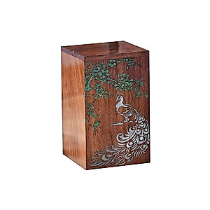 Peacock tree of life Resin Urn Wooden Urn Box Lichtenberg Figure Cremation Urn for Human Ashes Adult Large Funeral urn Ashes Urn for Ashes pet urn fractal burning urn Memorial Urn (LARGE up to 250 lb)