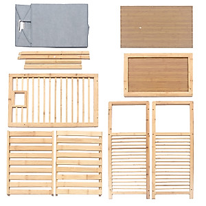 Bamboo Laundry Hamper Tilt-Out Laundry Hamper Freestanding Clothes Basket W/ 2 Tier Storage Shelves & Removable Liner Wood Clothes Sorter for Bathroom(15.7"*11.8"*37.4")