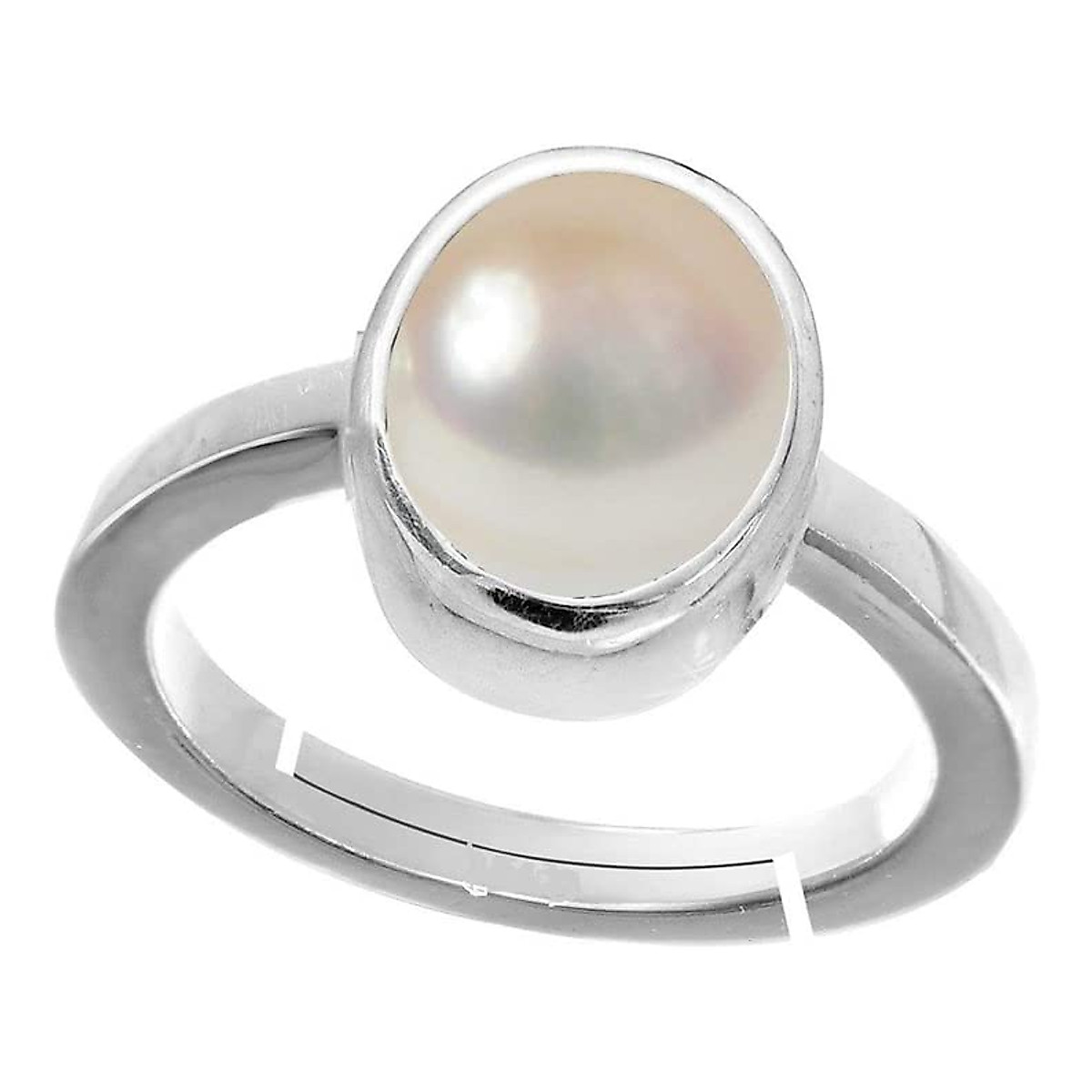 HARSHALI GEMS 92.5 Sterling Silver Adjustable Ring With Natural Certified 4.00 To 11.00Ct Pearl (Moti),Pearl Ring For Unisex