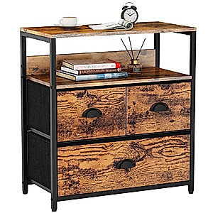 Nightstand with 3 Drawer and Dresser with 6 Drawer and Shelves Clothes Organizer Storage Towel Unit for Bedroom,Living Roomd,Entryway,Home Furniture Rustic Industrial Style