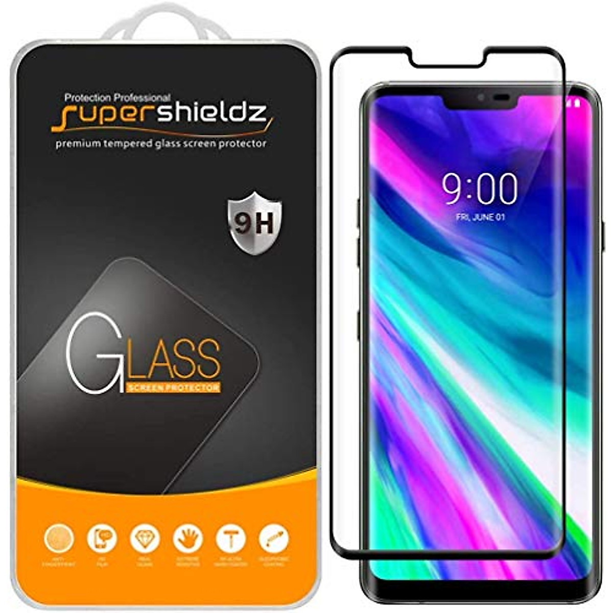 Supershieldz (2 Pack) Designed for LG G8 ThinQ Tempered Glass Screen Protector, (Full Cover) (3D Curved Glass) Anti Scratch, Bubble Free (Black)
