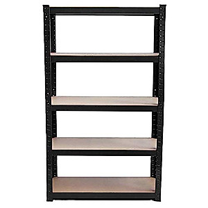 5 Tier Storage Rack Black Shelving Unit Storage Shelves Metal Loading Capacity 175kg/ 386lbs Per Shelf, Heavy Duty Slat Shelving Unit for Storage, Black, 28" L x 12" W x 59" H