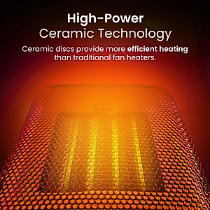 Pro Breeze Space Heater – 1500W Portable Electric Heater for Indoor Use, Ceramic Heater with Adjustable Thermostat, Small Heater for Home, Bedroom, Office, Garage with 3 Operating Modes - Black