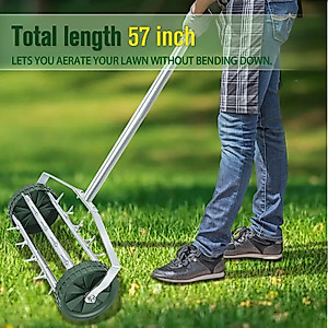 MAHOOMMAKH Lawn Aerator- Rolling Lawn Aerator, 18-Inch Aerator Lawn Tool- Heavy Duty Rolling Lawn Aerator for Garden, Yard, Lawn Aeration