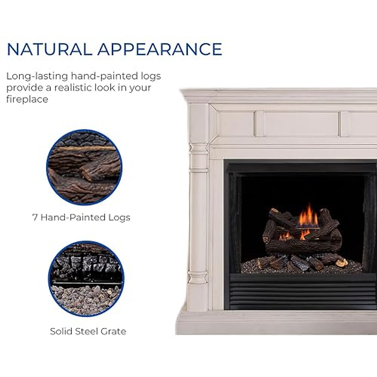 Duluth Forge DLS-18R-2 Dual Fuel Ventless Fireplace Logs Set with Remote Control, Use with Natural Gas or Liquid Propane, 30000 BTU, Heats up to 1000 Sq. Ft, Stacked Red Oak, 18 Inches