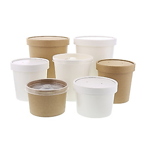 Royal 32 Ounce Kraft Paper Food Container and Lid Combo, Package of 250
