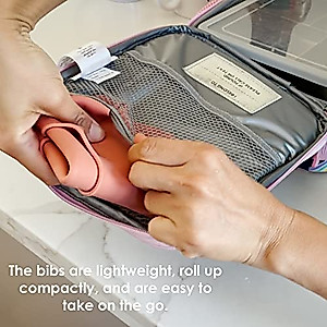 ROCCED Baby Silicone Bibs 2 Sets Baby Bibs with Food Catcher for Girls Boys Toddlers BPA Free Waterproof Soft Durable Adjustable Silicone Bibs for Babies-Shifting Sand/Pale Mauve