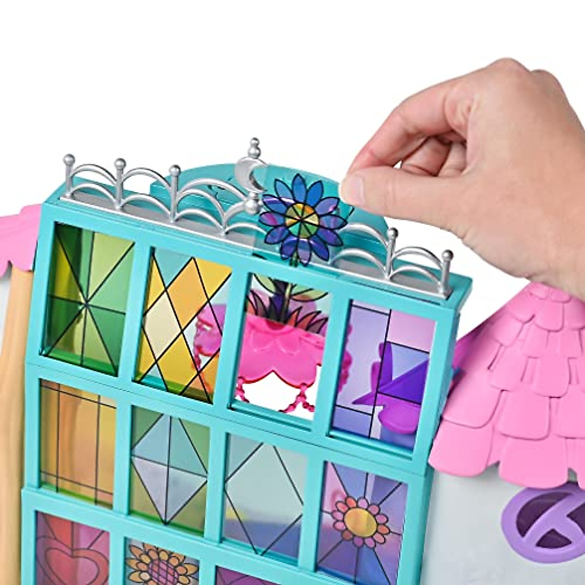 Sunny Days Entertainment Honey Bee Acres Rainbow Ridge Sunburst Art Studio – 50 Furniture Accessories with Exclusive Unicorn Figure | Light Up Dollhouse Playset | Pink Pretend Play Toys for Kids