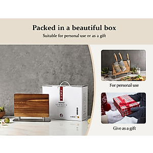 Strong Double Sided Magnetic Knife Block Without Knives, with Acacia Wood+430 Stainless Steel Base，Magnetic Universal Stands with Strong Enhanced Magnets Strip Kitchen Storage Cutlery Large Organizer