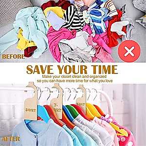 Blank Clothing Rack Divider Wooden Closet Size Divider Baby Closet Blank Organizers Hanger separators Hanging Closet Dividers with Marker Pen for Home Nursery Baby Clothes (15 Pieces)