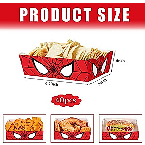 40 Pack Spider Birthday Party Supplies, Spider Food Tray Party Favors Paper Food Serving Tray,Spider Paper Trays.6.7 x 5 x2IN