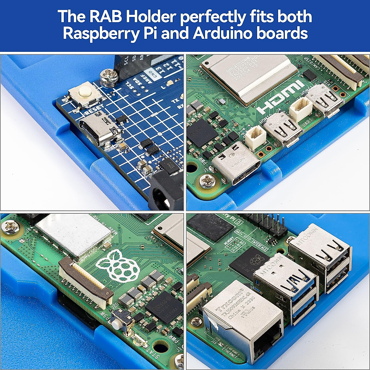 SunFounder RAB Holder Breadboard Kit for Raspberry Pi Compatible with Arduino Uno R4 Minima/WiFi/Uno R3/Mega R3, Raspberry Pi 5 4B 3B+ 3B 2 Model B and 400 830 Points Breadboard