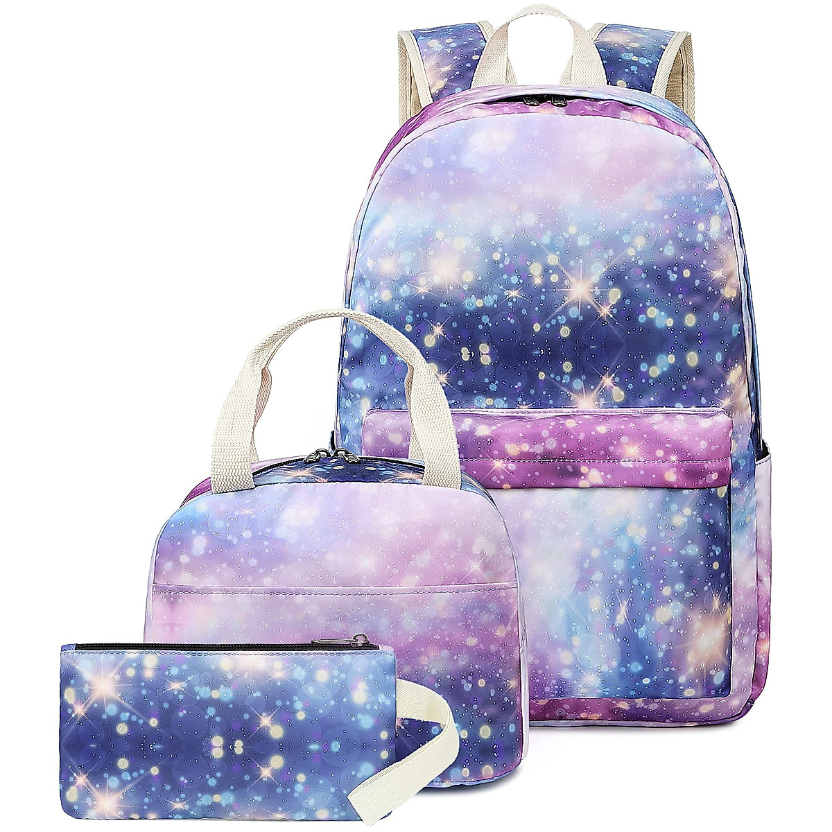 CAMTOP Backpack for Girls Teens School Bookbags Cute Kids Backpacks (Galaxy-Purple Pink)