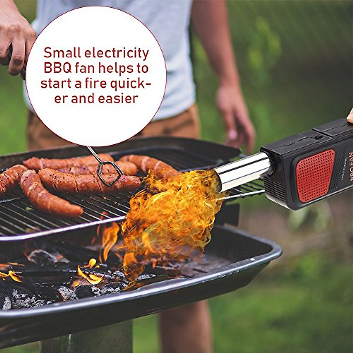Handheld Electric BBQ Fan, Portable Electric BBQ Fan Air Blower, Bellows for Open Fire, for Outdoor Camping Picnic Barbecue Cooking Tool, comfortable grip