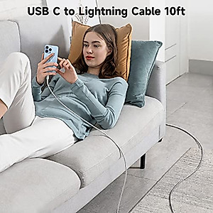 USB C to Lightning Cable 10ft, Deegotech [MFi Certified] iPhone Fast Charger Cable, Long Nylon Braided USB-C Lightning Cable Compatible with iPhone 14/14 Promax/13/13Promax/12/11/X/iPad 2021/Airpods