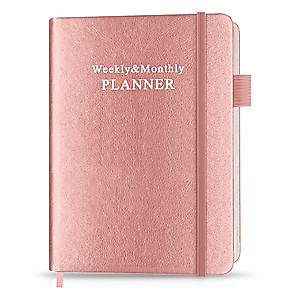Hardcover Undated Planner for Any Year - Weekly & Monthly Planner & Journal to Track Goals, Perfect to Organize Your Daily Life, 5.85" x 8.25", Rose
