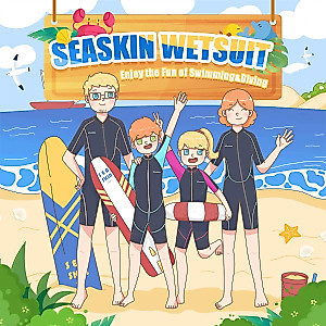 Seaskin Kids Wetsuit for Boys Girls Toddlers, 2mm Front Zipper Shorty Wetsuits, 3mm Back Zip Full Wetsuit, Neoprene Thermal Swimsuits for Diving Surfing Swim Lessons