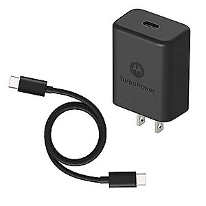 Motorola TurboPower 27 PD Charger w/Long 6.6ft USB-C to C Cable for Moto G7 Plus/Play/Power,Z4/Z3/Z2/Z, Pixel 3, Razer Phone 2, USB-C Power Delivery (Retail Box)