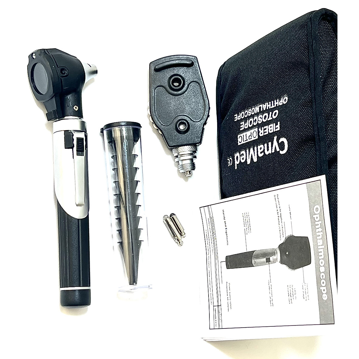 Premium High Grade Home Use Student Otoscope Set Fiber Optic Digital Bright Led Ear Light Design 4X Magnification with Storage Washable Speculum Tips for Children Adults and Pets Cynamed