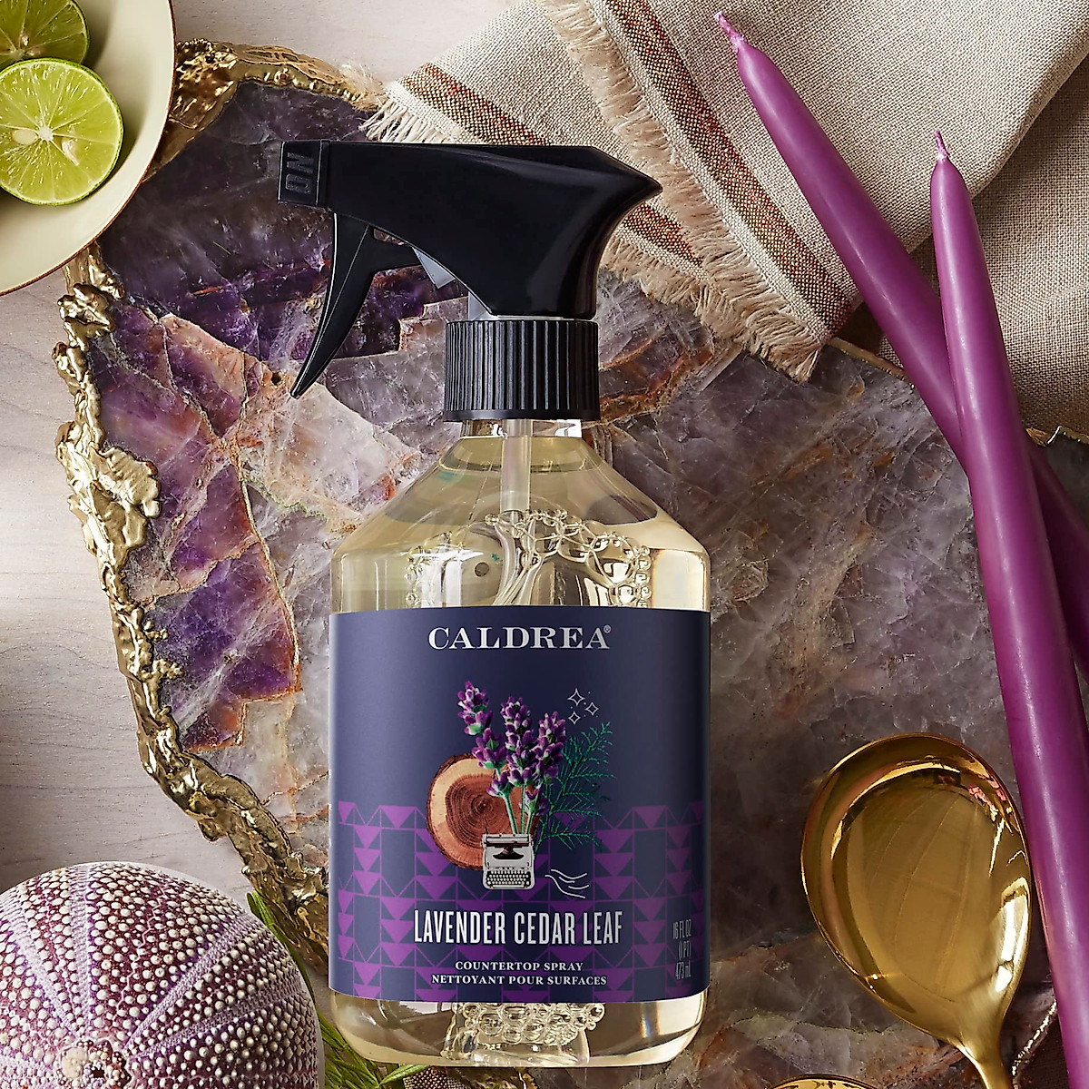 Caldrea Multi-surface CounterTop Spray Cleaner, Made With Vegetable Protein Extract, Lavendar Cedar Leaf Scent, 16 Oz