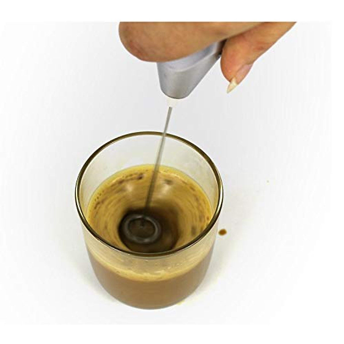 KPIBEST Milk Frother Silver Handheld Stainless Steel, Portable and Powerful Foam Maker for Coffee Egg