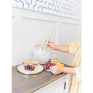 Mary Square Cheers Gold Tone Rim 6.5 x 8 Glass Champagne Ice Bucket