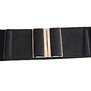 Beltox Womens 3" Wide Belt Elastic Stretch Cinch Waistband Lady Cummerband(26-43", Black Belt)