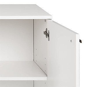 Prepac Milo Mid-Century 4 Door Buffet, 16" D x 64" W x 32" H, White