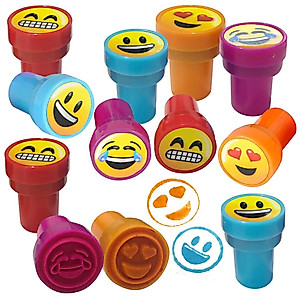ArtCreativity Emoticon Stampers for Kids, Pack of 24, Pre-Inked Smile Stampers for Children, Emoticon Birthday Party Supplies and Favors, Piñata Fillers, Arts n Crafts, Assignment Stamps for Teachers