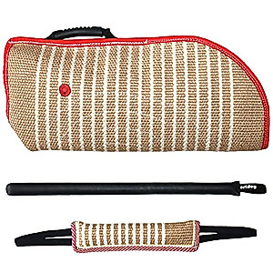 Dog Bite Training Set - Dog Bite Sleeve, Dog Bite Pillow Tug Toy, Dog Training Stick - Professional Training Equipment for Training, Biting, Interactive, Fetch, K9, Puppy (Transverse Stripe)