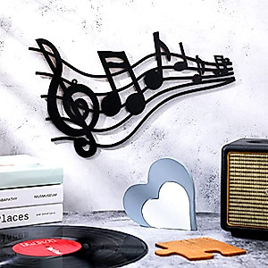 5 Pcs Wooden Music Wall Decor Black Treble Clef Wooden Wall Decor Music Notes Wall Art Room Decor Wood Musical Notes Wall Hanging Music Wall Sign Music Notes Party Decorations for Studio Home Bedroom