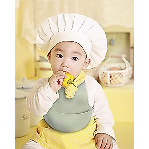 DF DUALFERV 4 pcs Silicone Bibs, Baby Bibs, Bibs for Baby Girls and Baby Boys, Waterproof of Baby Bib, Adjustable Toddler Bibs