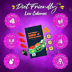 Fusion Select 2 Packs 22 Pieces Keto-Friendly Sushi Bento Gummies - Healthy Low Carb Sugar Free Snack Candies - Chewy Bites Sweetened with Allulose - Desserts High in Protein & Fiber - Total 44 Pieces