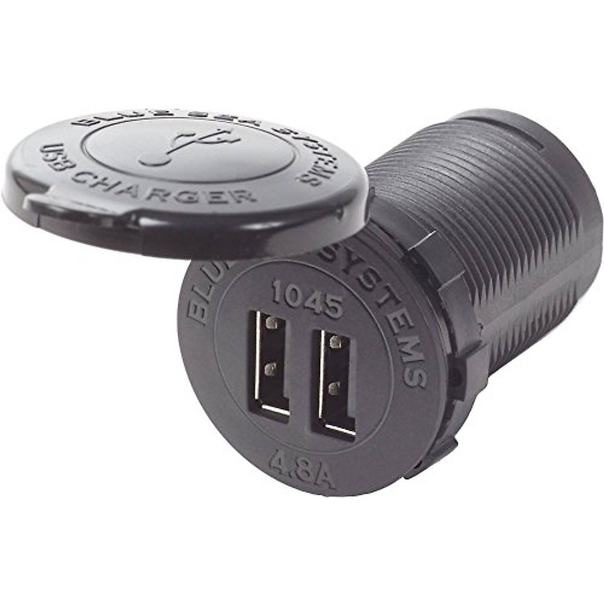 Blue Sea Systems 1045 Fast Charge 4.8A Dual USB Charger Socket Mount, 12V/24V