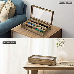 SRIWATANA Sunglasses Organizer Box, Father's Day Gift, 6 Slot Eyeglasses Display Case Storage for Women Men, Carbonized Black