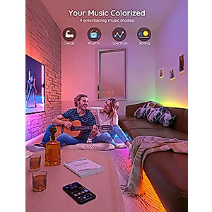 MINGER RGBIC LED Strip Lights 16.4ft, Bluetooth Color Changing LED Lights, Segmented APP Control Multicolor Music Sync DIY Mode for Christmas Party, Bedroom, Kitchen, Bar