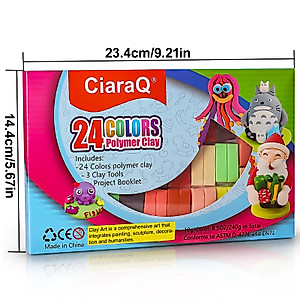 CiaraQ 24 Colors Small Block Polymer Clay Starter kit, Oven Bake Clay, CPSC Conformed Non-Toxic Molding DIY Clay, Great for Kids, Beginners.